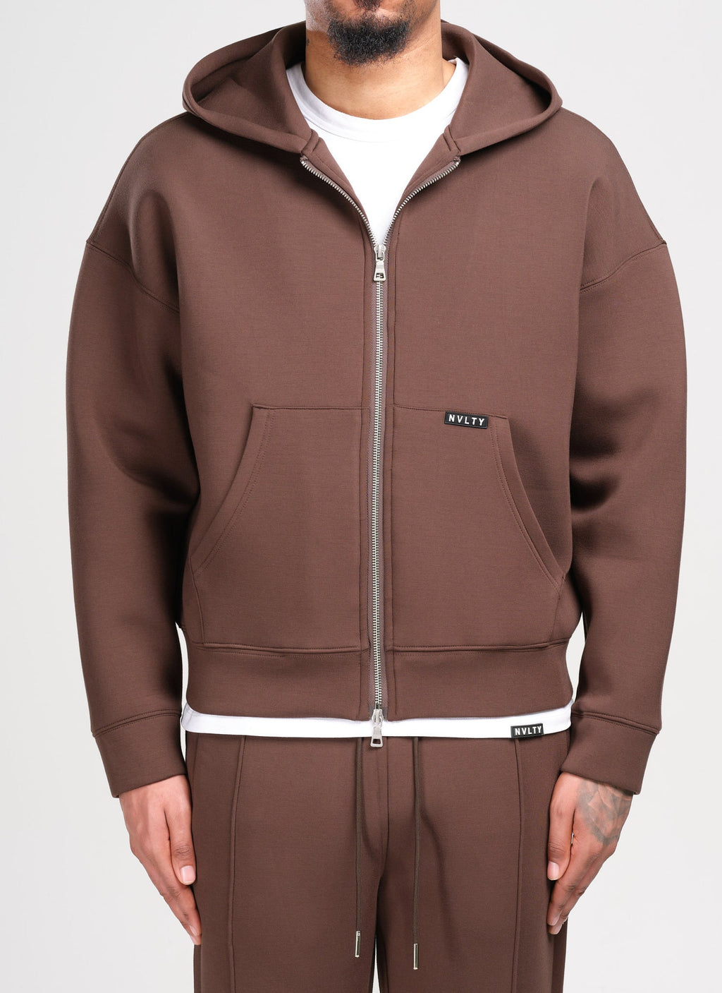Scuba Structured Zip Hoodie - Brown – N V L T Y, LLC