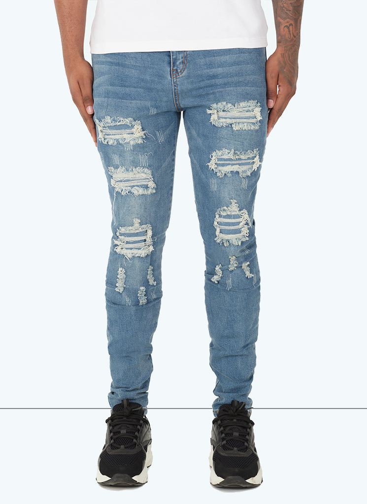 Ripped & Repaired Jeans - Light Blue – N V L T Y, LLC