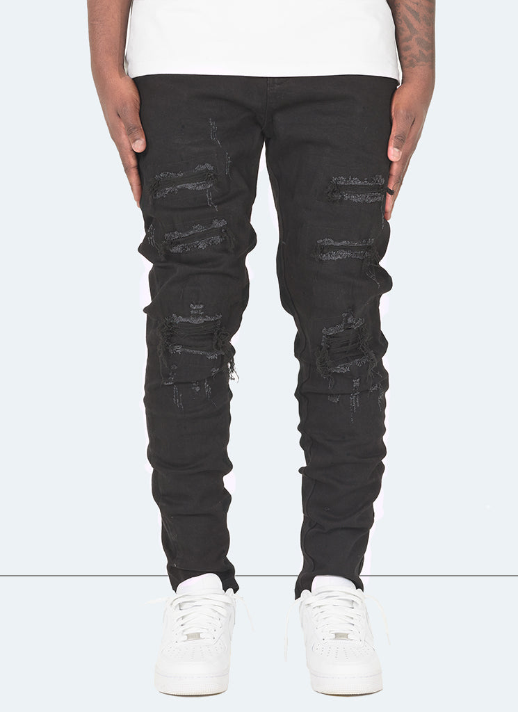 Ripped & Repaired Jeans - Black – N V L T Y, LLC