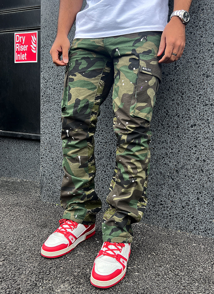 Vintage Flare Cargos - Camo Paint – US - N V L T Y