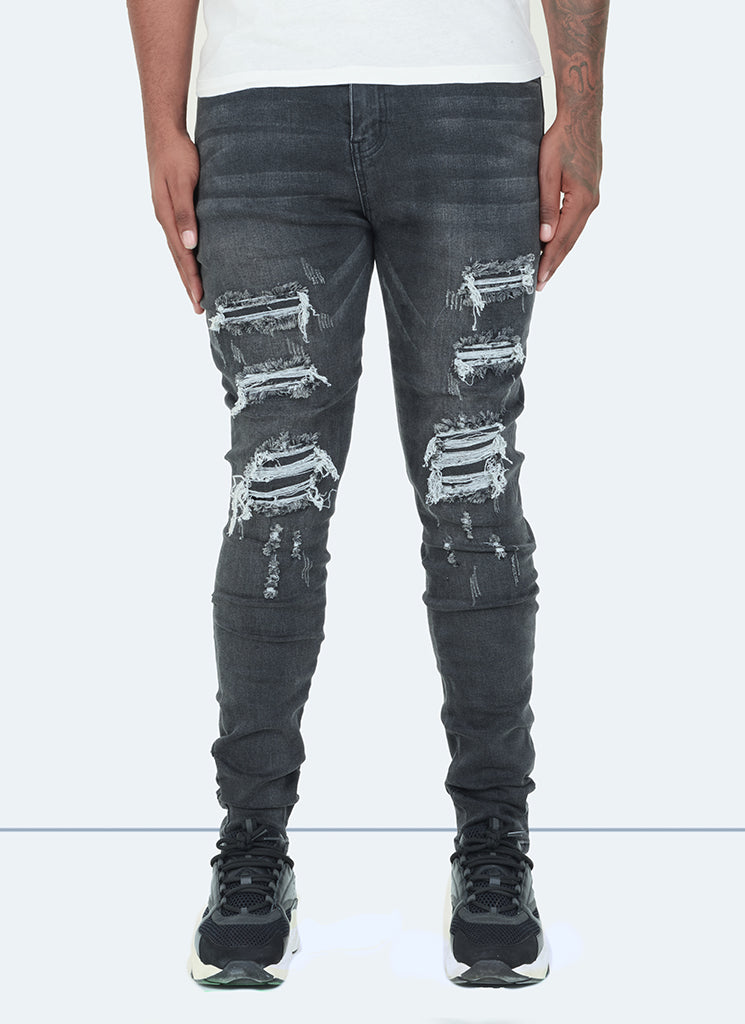 Ripped & Repaired Jeans - Grey – N V L T Y, LLC