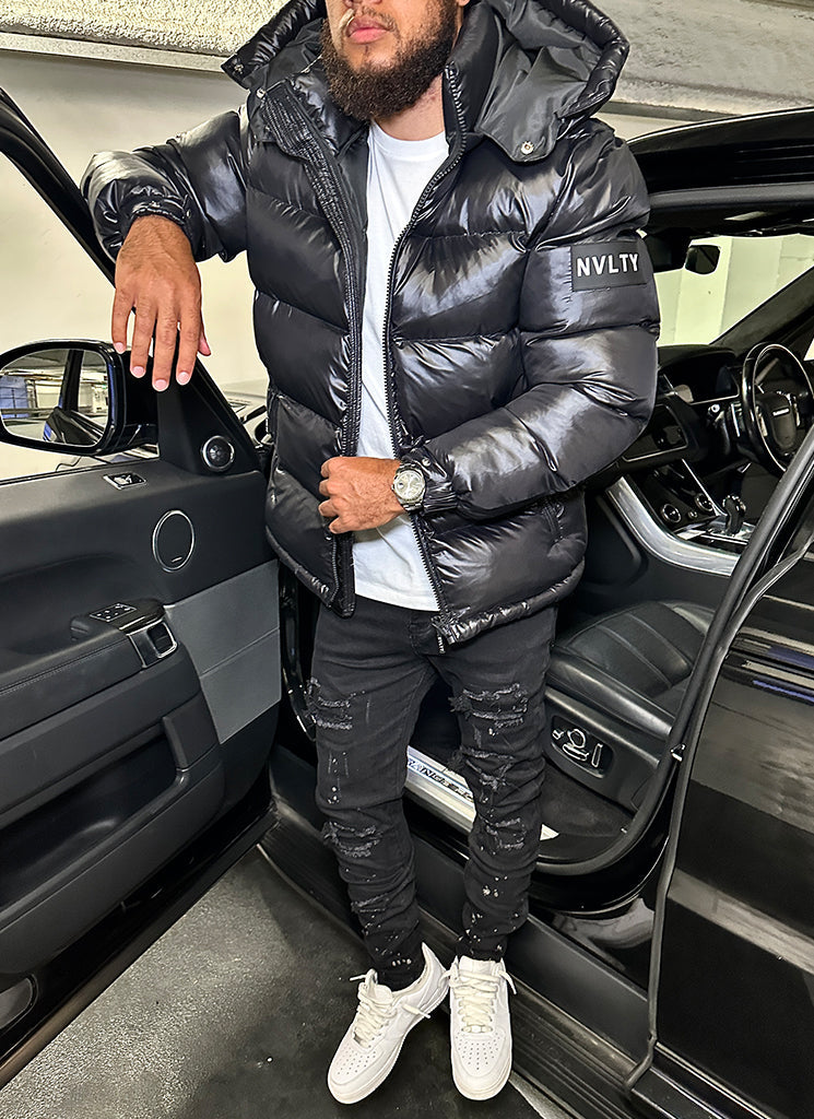 NVLTY - Shiny Puffer Jacket - Black – US - N V L T Y
